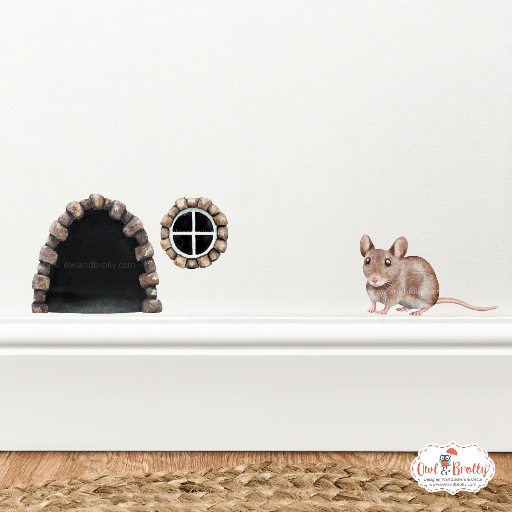 Watercolour Christmas Mouse And Door Deluxe Wall Sticker Set + Advent ...